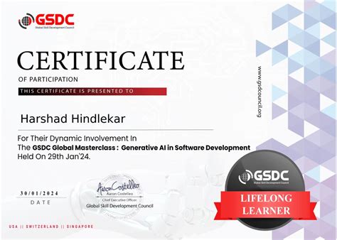 Harshad Hindlekar On Linkedin Gsdc Global Masterclass Of Generative Ai In Software Development