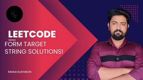 Rahul Vijayan On Linkedin Number Of Ways To Form A Target String