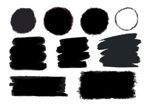 Conjunto De Formas Grunge Pincel Pintura Negra Tinta Trazo Vector Conjunto De Pinceladas Con