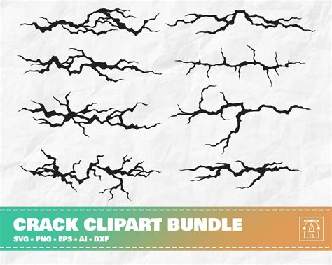 Crack Clipart Bundle Cracks Svg Lightning Svg Electric Bolt Svg