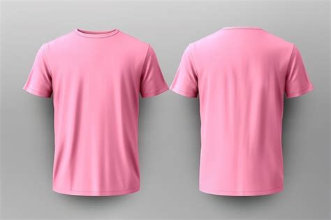 Premium AI Image Pink Male Tshirt Realistic Mockup Set From Front And