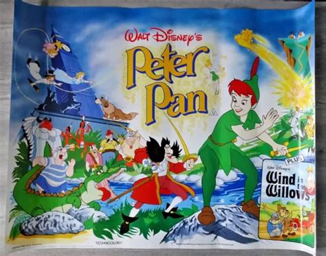 Peter Pan Poster Original Quad Walt Disney 1980s Rr With Wind In The