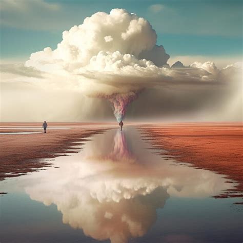 Premium Ai Image There Is A Large Cloud That Is Floating Over A Beach Generative Ai