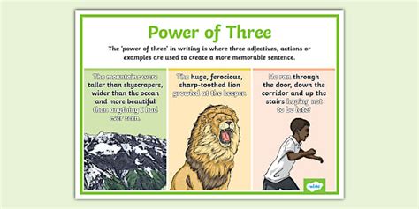 Power Of Three Sentence Example Poster Teacher Made