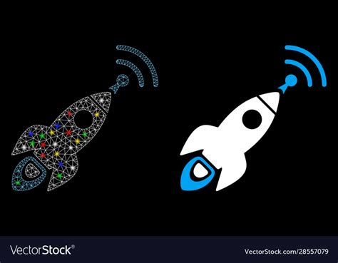 Flare Mesh 2d Space Rocket Radio Translation Icon Vector Image