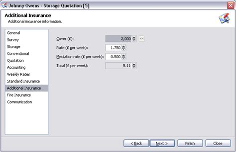 Storage Quotation Additional Insurance