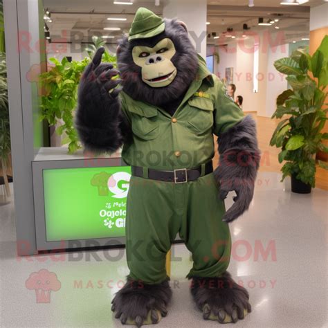 Forest Green Gorilla Mascot Costume Character Dressed With A Flare