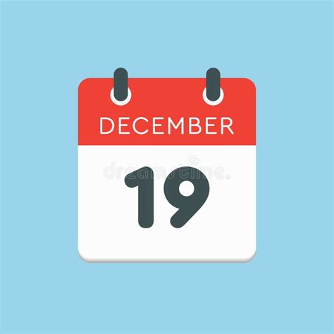 December 19th Day 19 Of Month Simple Calendar Icon On White Background