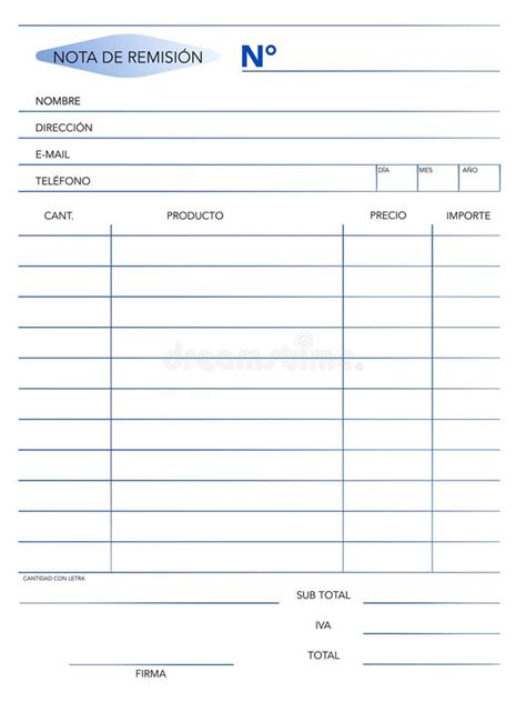Nota De Remesa Para Anotar Las Ventas De Cualquier Empresa En L Nea Stock De Ilustraci N