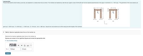 Solved Part A Maximum Applicable Shear Force On The Member Chegg Com