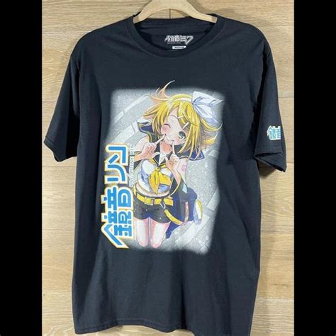 Shirts Kagamine Rin Hatsune Miku Tshirt Graphic Tee Anime Black Mens