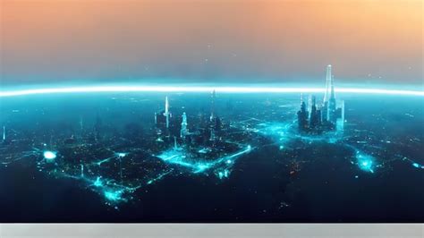 미래의 도시의 3d 계획 새로운 도시의 개념 3d 렌더링 래스터 그림 프리미엄 사진