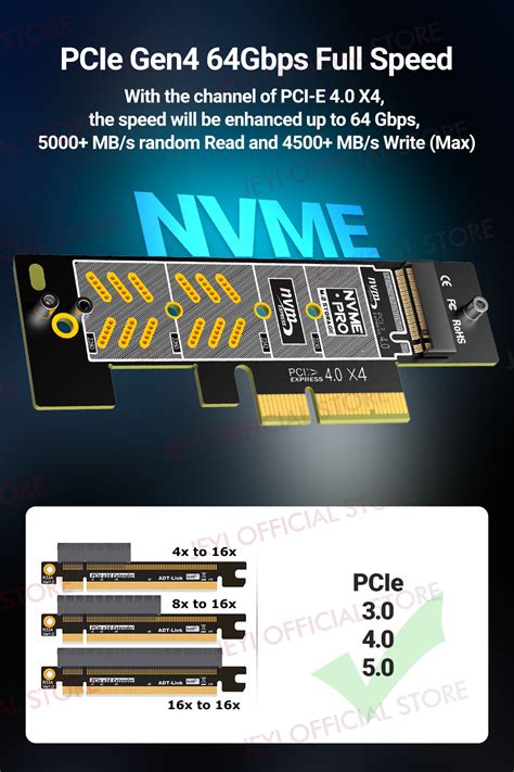 JEYI M 2 NVME To PCIe 4 0 3 0 Adapter With Aluminum SSD Heatsink NVMe 64Gbps Gen4 PCIE X4 X8