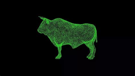 Premium Photo 3d Bull On Black Bg Object Dissolved Green Flickering Particles Business