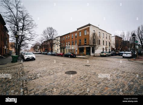 Rowhouses Along Bond Street In Fells Point Baltimore Maryland Stock