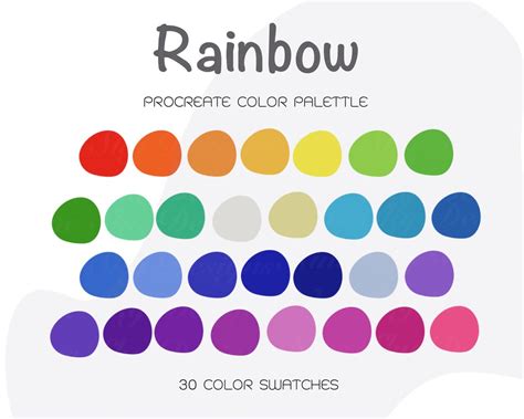 Rainbow Procreate Color Palette Rainbow Color Swatches Color Palette Procreate Tools Instant