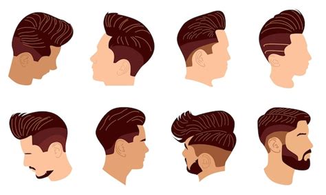 Premium Vector Set Of Men Hairstyle Illustration