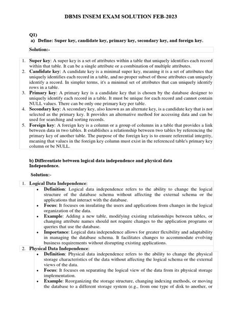 Dbms Feb 2023 Insem Solution Pdf Databases Relational Database