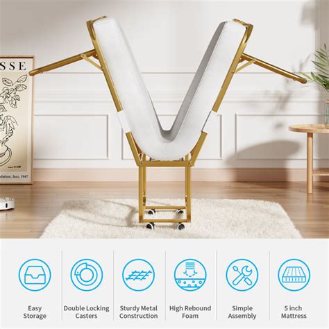Alwyn Home Folding Bed With 4 Inch Memory Foam Mattress Single