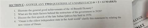 SECTION C ANSWER ANY TWO QUESTIONS AT 6 MARKS EACH Chegg Com