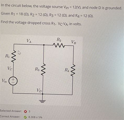 Solved In The Circuit Below The Voltage Sourse Vin 12v
