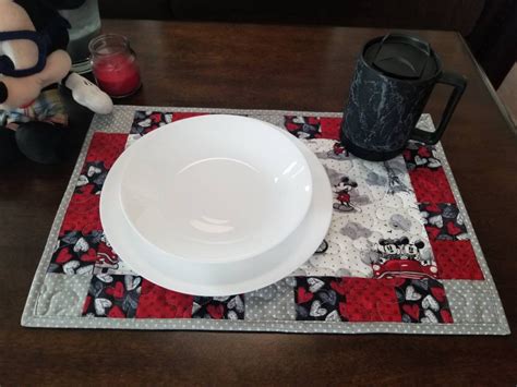 Quilted Disney Placemats Sold In Sets Of Mickey And Minnie Etsy
