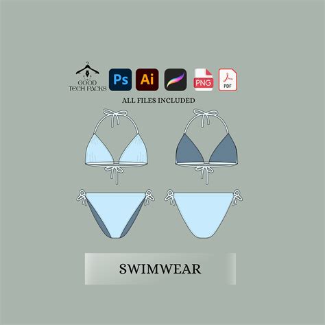 Bikini Swimsuit Tech Pack Vector Template Vector Tech Pack