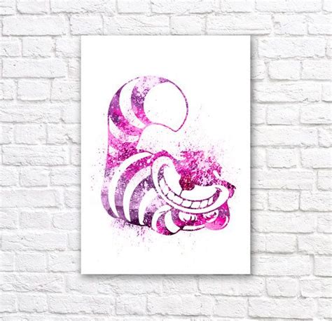 Cheshire Cat Painting Alice In Wonderland By BrightPixels On Etsy Watercolor Wall Art Cat