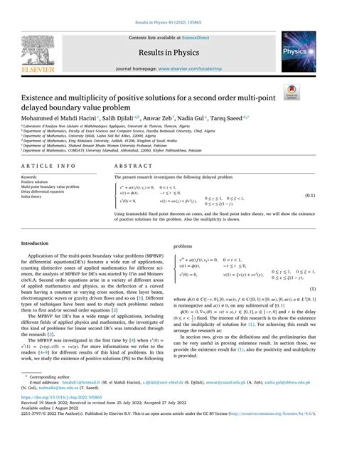 Pdf Existence And Multiplicity Of Positive Solutions For A Second