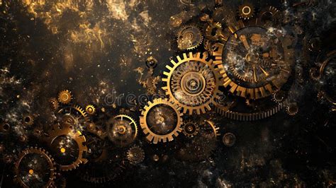 Abstract Steampunk Grunge Background Rusty Gears Pipes Mechanisms