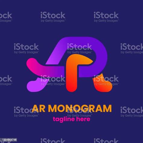 Ar 모노그램 로고 디자인 템플릿 다채로운 문자 A 및 문자 R 현대 벡터 엠블럼 개념에 대한 스톡 벡터 아트 및 기타 이미지