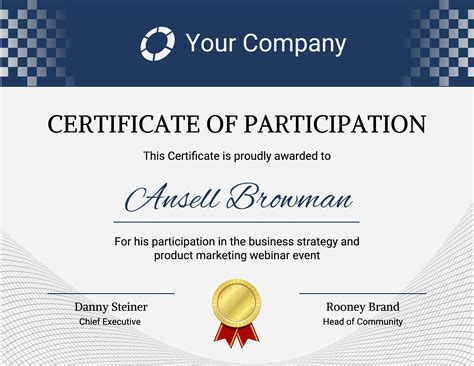 Blue Modern Company Webinar Certificate 33358641 Template