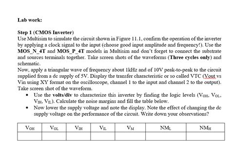 Lab Work Step CMOS Inverter Use Multisim To Chegg Com