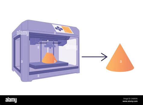 3d Printer Machine Is Printing 3d Object Vector Illustration Logo