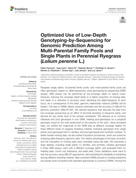 pdf optimized use of low depth genotyping by sequencing for genomic