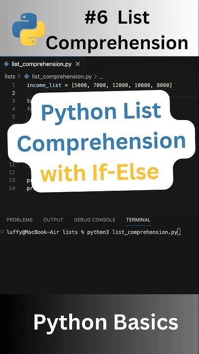 06 Python List Comprehension With If Else Python Programming