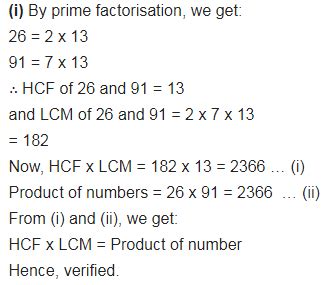 Find The LCM And HCF Of The Following Pairs Of Integers And Verify That LCM X HCF Product Of