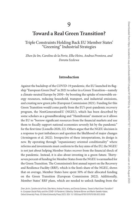 Pdf Toward A Real Green Transition Triple Constraints Holding Back