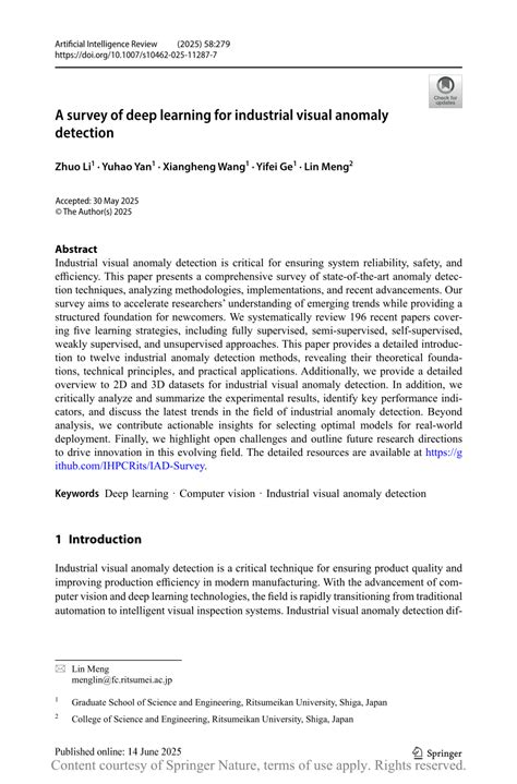 Pdf A Survey Of Deep Learning For Industrial Visual Anomaly Detection
