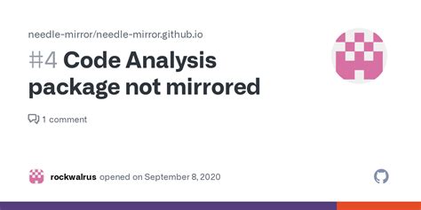 Code Analysis Package Not Mirrored · Issue 4 · Needle Mirrorneedle