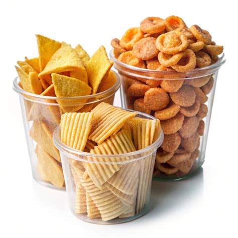 Snack Foods In Biodegradable Packaging Isolated On White Background