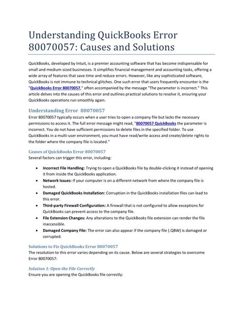 Ppt Understanding Quickbooks Error Causes And Solutions Powerpoint Presentation Id