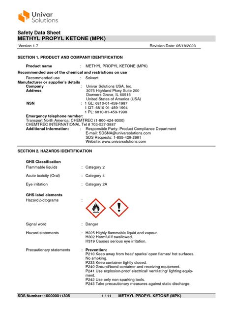 Methyl Propyl Ketone Mpk Pdf Toxicity Firefighting