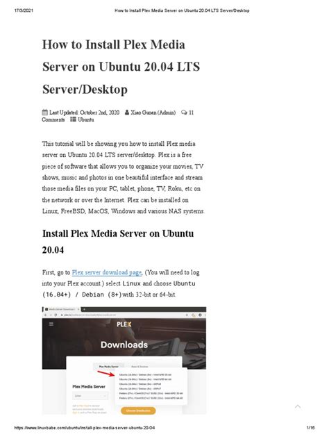 How To Install Plex Media Server On Ubuntu 20.04 LTS Server - Desktop | PDF | Proxy Server ...