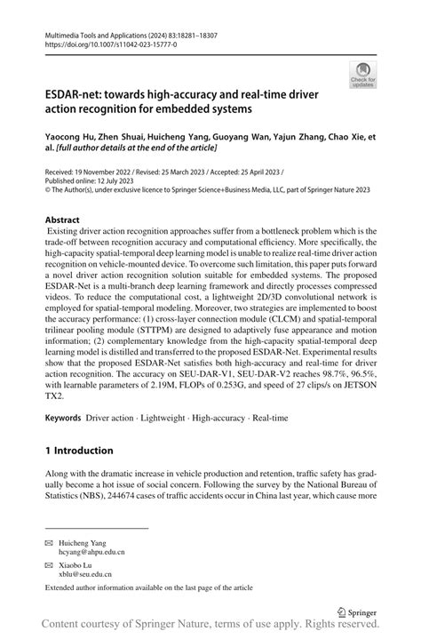 Esdar Net Towards High Accuracy And Real Time Driver Action Recognition For Embedded Systems