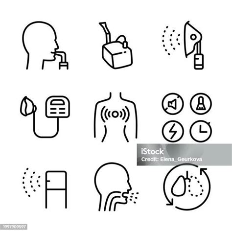 다양한 유형의 분무기 벡터 세트입니다 벡터 일러스트 레이 션입니다 분무기 표지판 수집 질병 천식 기관지염 흡입용 의료기기 건강관리와 의술에 대한 스톡 벡터 아트 및 기타