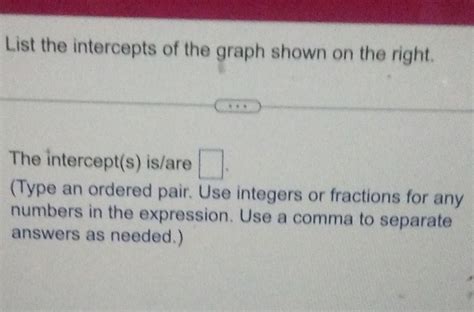 Solved List The Intercepts Of The Graph Shown On The Right Chegg Com