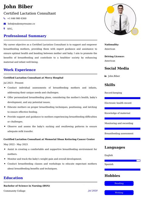 Certified Lactation Consultant Resume Examples Australian Format And Tips
