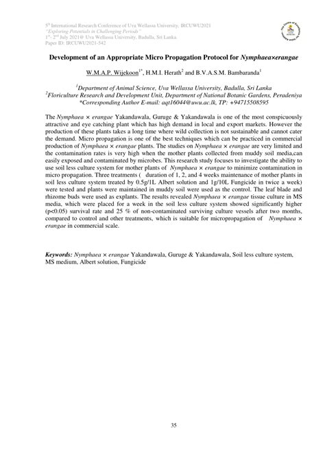 Pdf Development Of An Appropriate Micro Propagation Protocol For