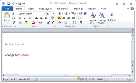 MS Word Change Font Color